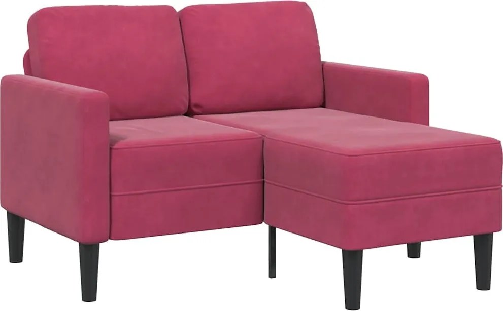 vidaXL Dvoumístná pohovka s lehátkem ve tvaru L 125 cm samet [4107072] Barva: vínová červená