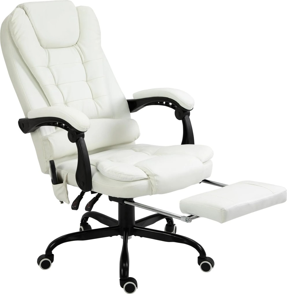 Vinsetto Masážní Kancelářská Židle, Ergonomická Židle s Nastavitelnou Výškou, Sklopným Opěradlem a Ovládáním na Kabel, Sklopnou a 360° Otočnou Podnož…