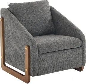 Aosom Moderní čalouněné křeslo do obývacího pokoje, lounge křeslo s dřevěnými područkami a polštářem na záda, látka chenille, 73,5x73,5x73,5 cm, šedá
