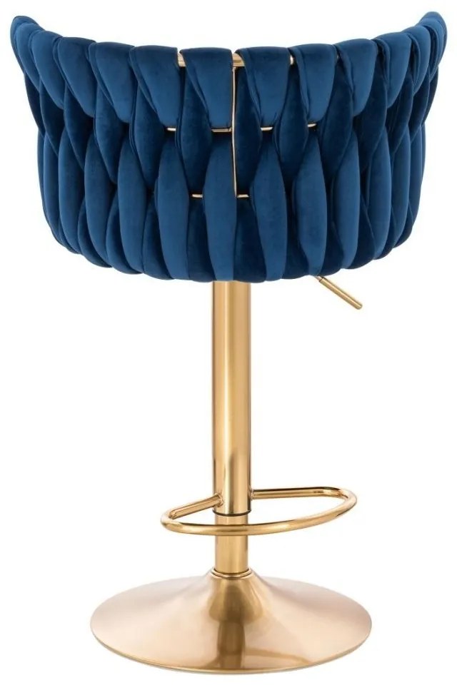 LuxuryForm DESIGN Barová židle LYON VELUR na zlaté kulaté podstavě - modrá
