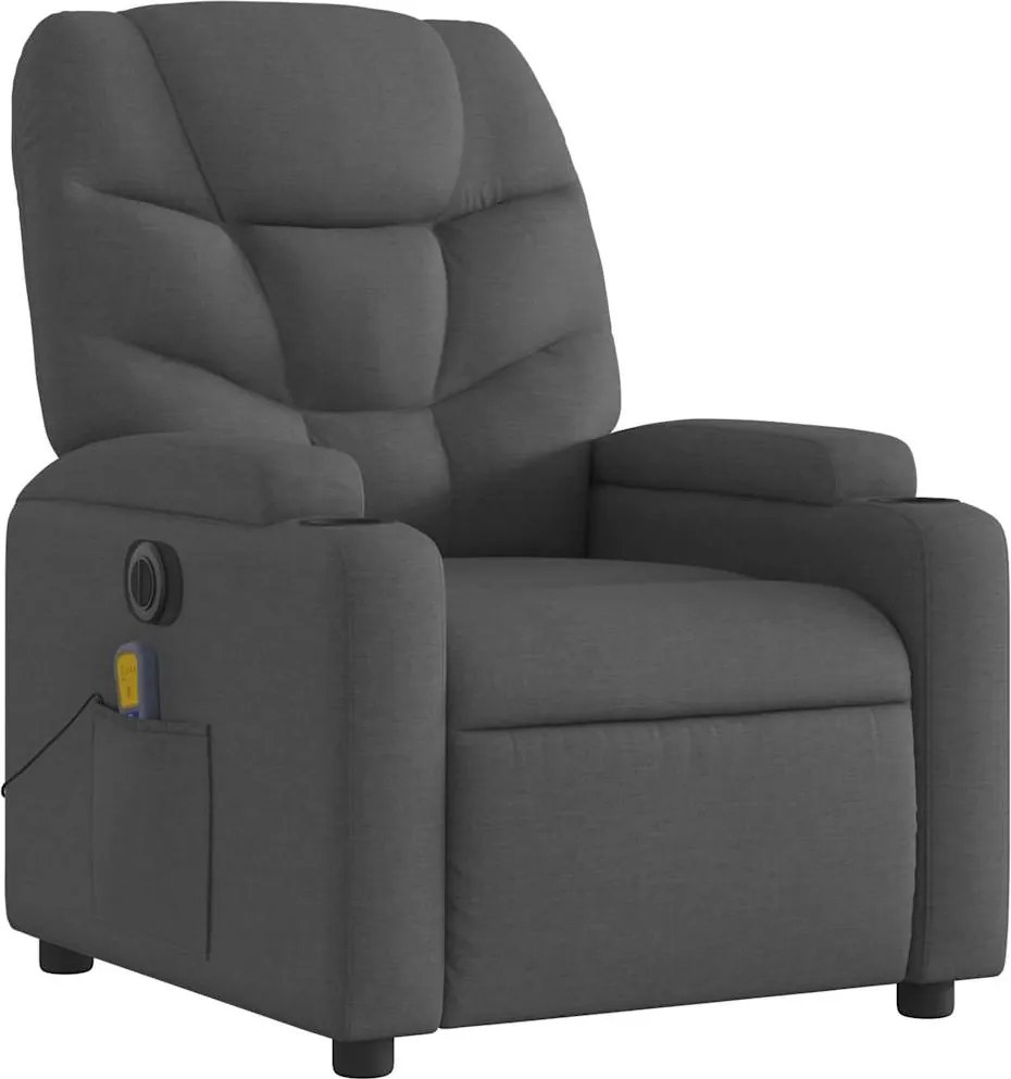 Elektrické masážní polohovací křeslo tmavě šedé textil 3204585