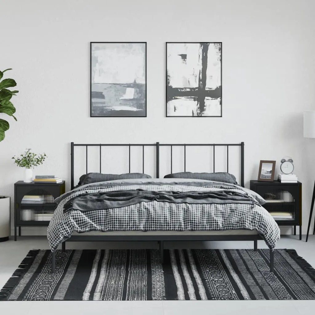 Noční stolky 2 ks černé 50 x 35 x 60 cm sklo a ocel 3211825