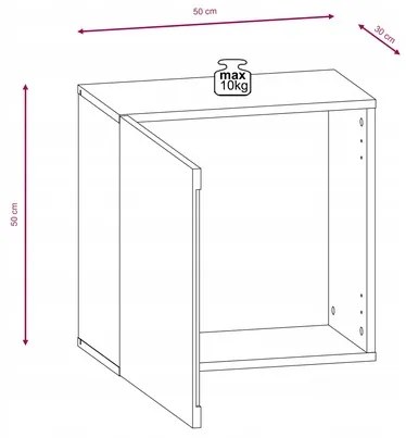 Nástěnná skříňka Vivien 50 cm černý lesk
