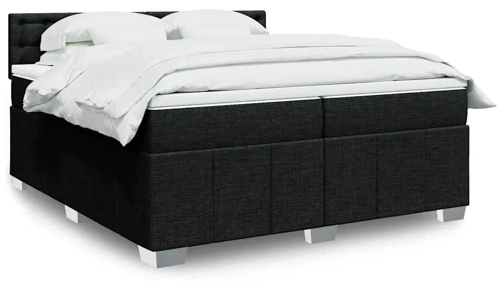 Box spring postel s matrací černá 200x200 cm textil 3287191