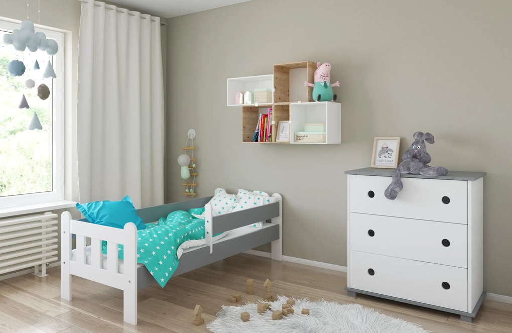 BabyBeds Dětská postel STAS Velikost postele: 160x80 cm, Barevné provedení: Ořech, Úložný prostor: Ne, bez úložného prostoru Bílá