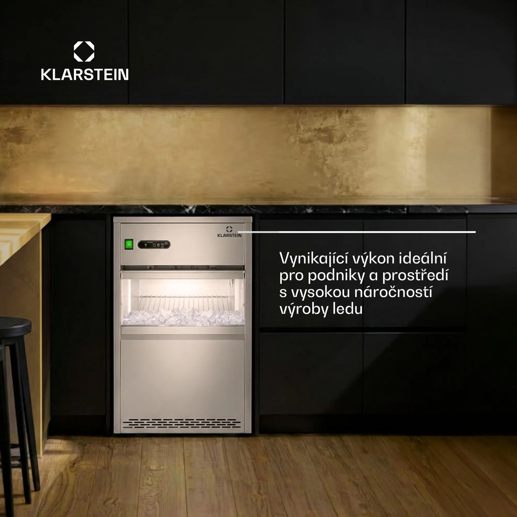 Klarstein Powericer XXL, výrobník ledu, 160 W, 25 kg/den, průmyslové zařízení na výrobu ledu, nerezový