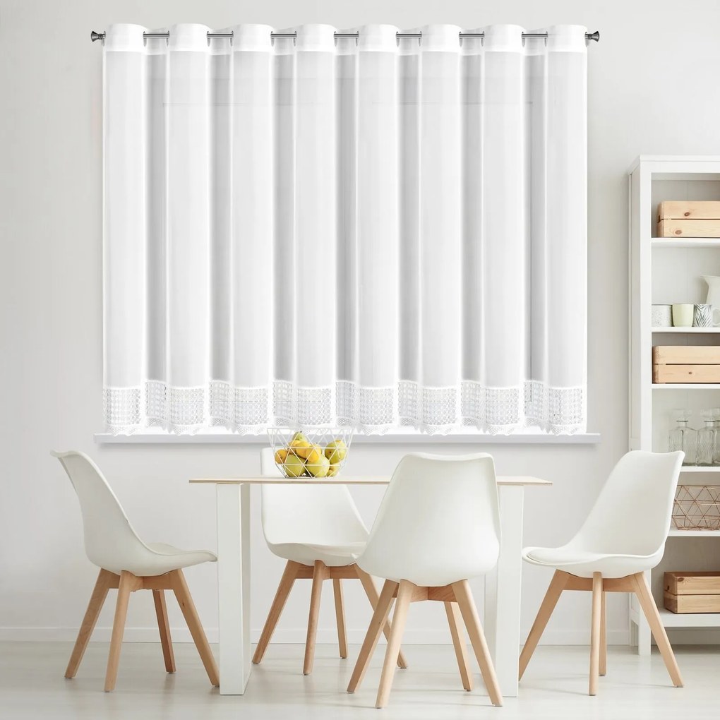 ZÁCLONA NA KROUŽCÍCH KATRINA 350X150 CM BÍLÁ