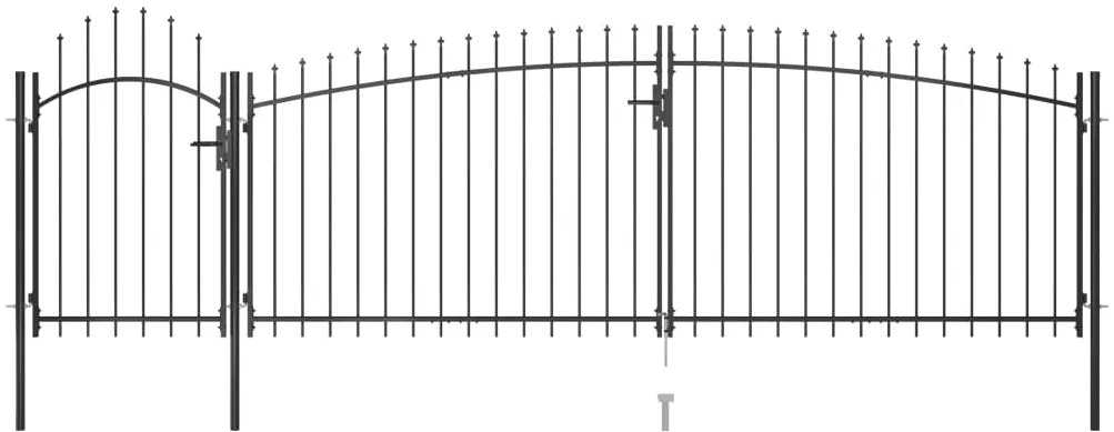 Zahradní plotová brána s hroty 5 x 2 m černá