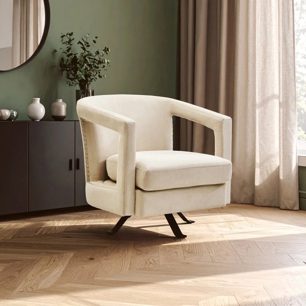 Béžové otočné sametové křeslo Hestia – Premier Housewares