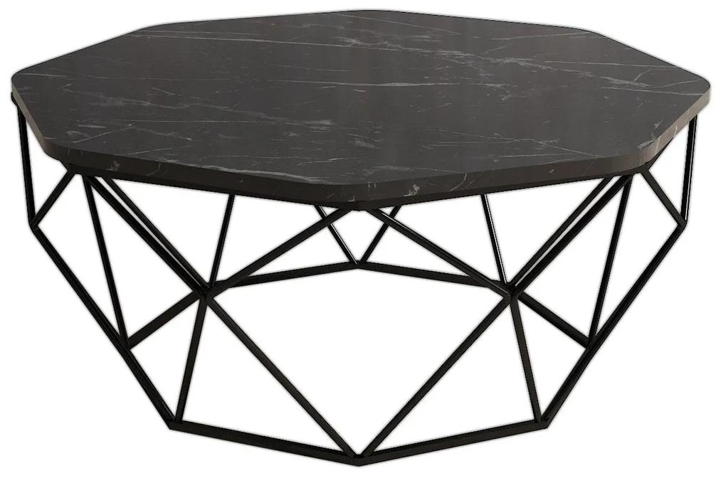 Hanah Home Konferenční stolek Diamond - Black Marble, Černá