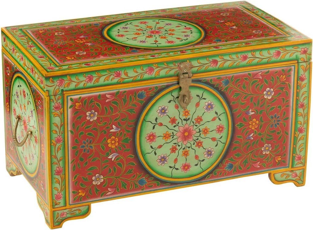 Dřevěná barevná truhla Mumbai mango wood - 78*43*45 cm