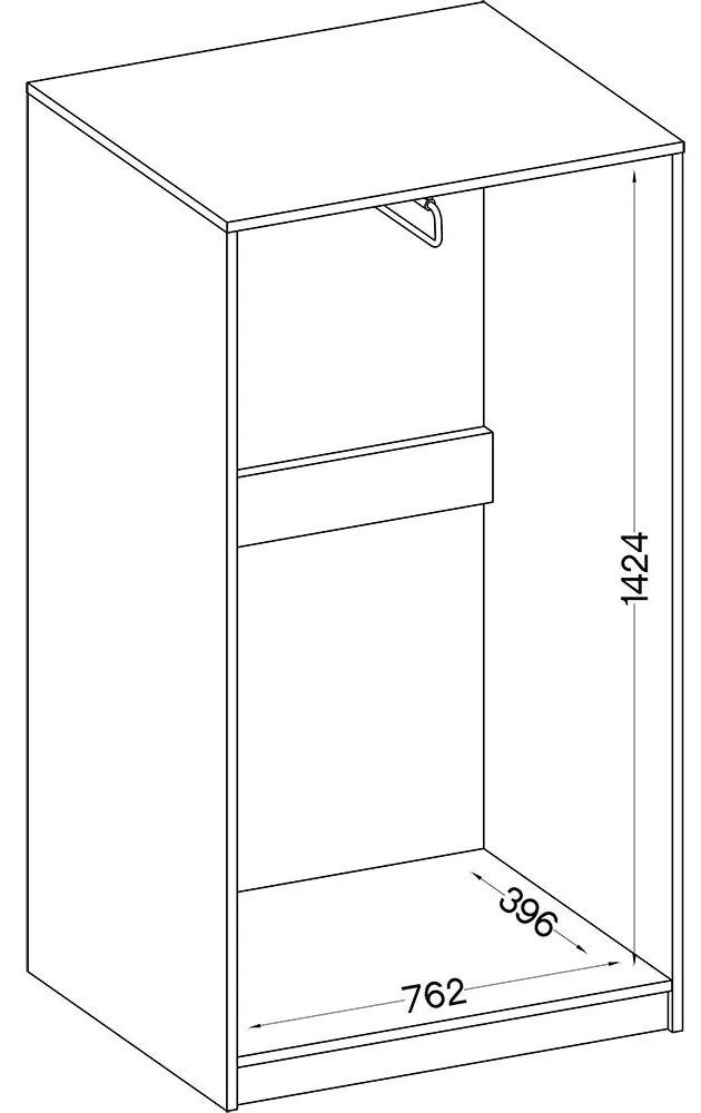 MELTA | skříň s šatní tyčí AR108 | 79,9 cm | artisan