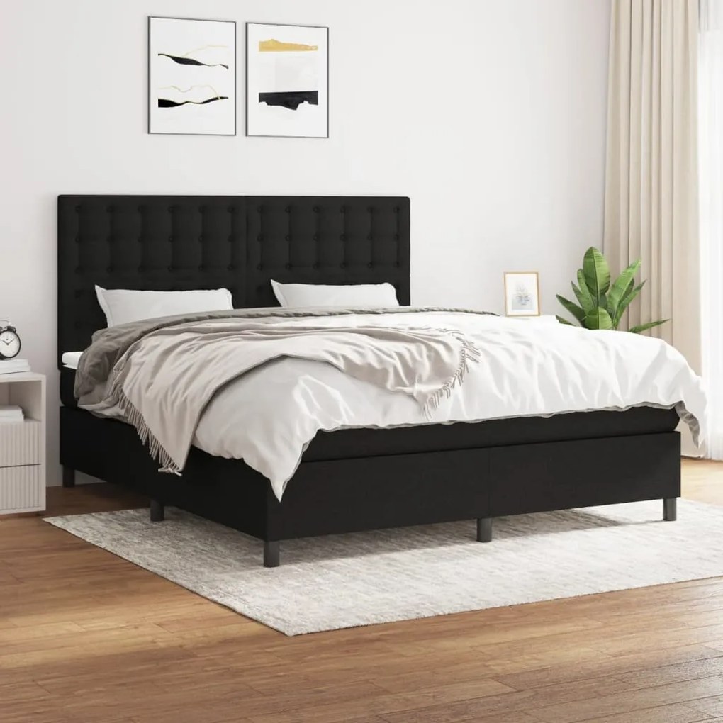 Box spring postel s matrací černá 180x200 cm textil 3142115
