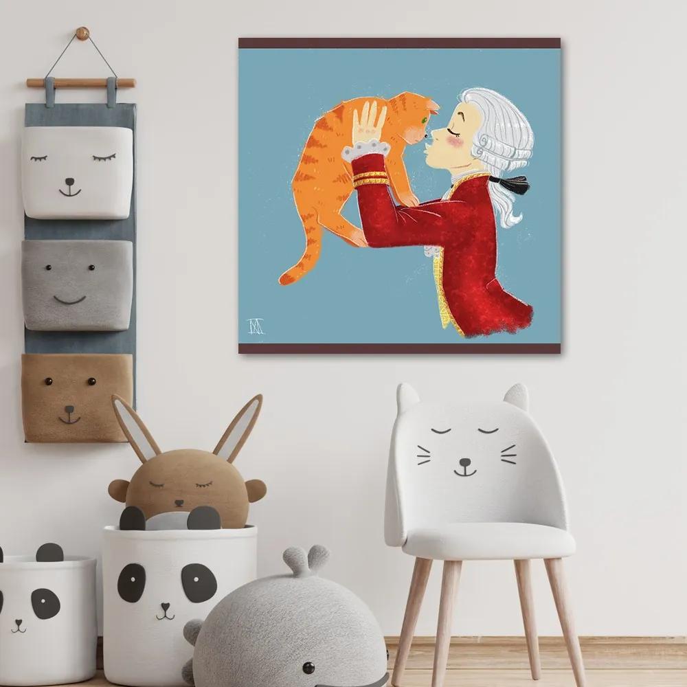 Gario Obraz na plátně Muž s červenou kočkou - Daniela Herrera Rozměry: 30 x 30 cm