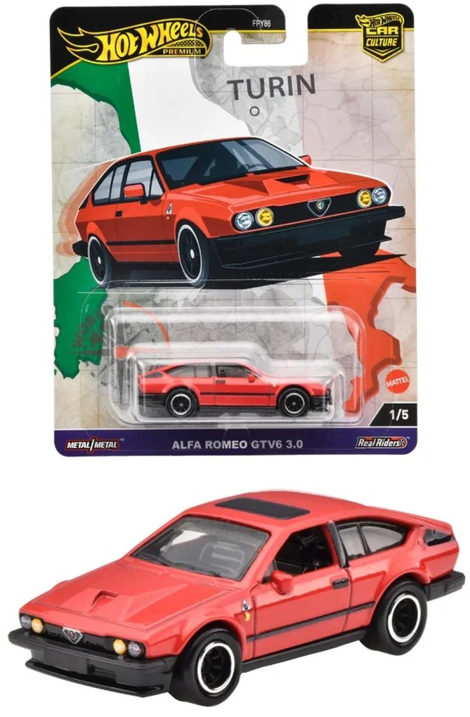 Hw prémiové auto velikáni alfa romeo gtv6 3.0, mattel hrv80
