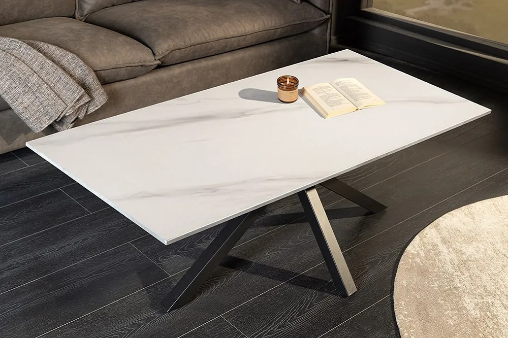 Keramický konferenční stolek Fabrico 100 cm bílý
