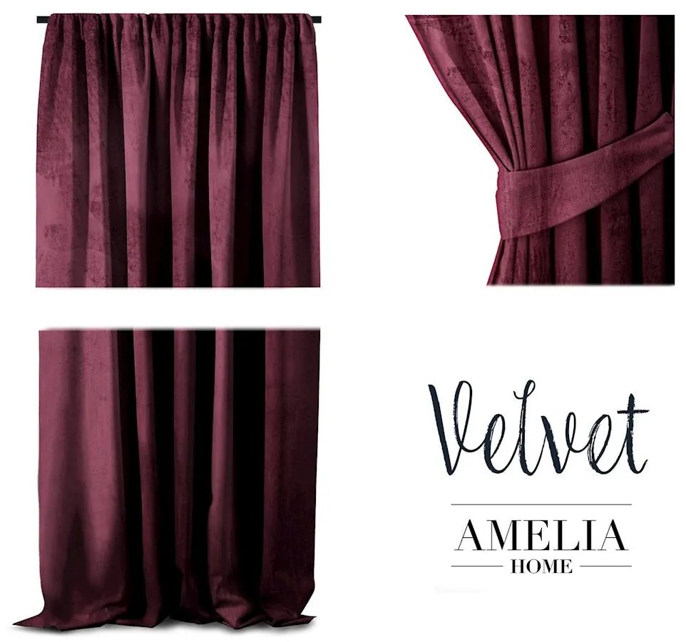 Závěs AmeliaHome Velvet 140x270 cm burgundy