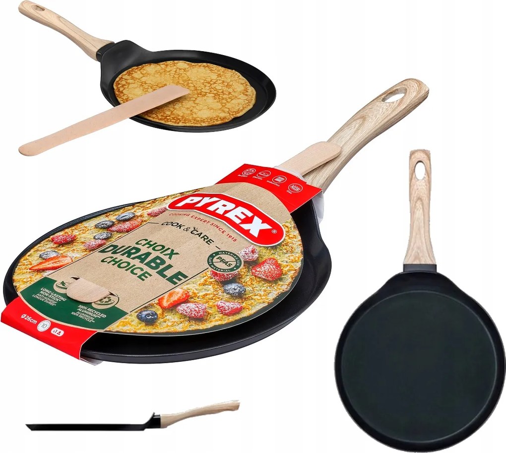 Pánev na palačinky Pyrex špachtle Cook&care 26 cm, plynová indukce