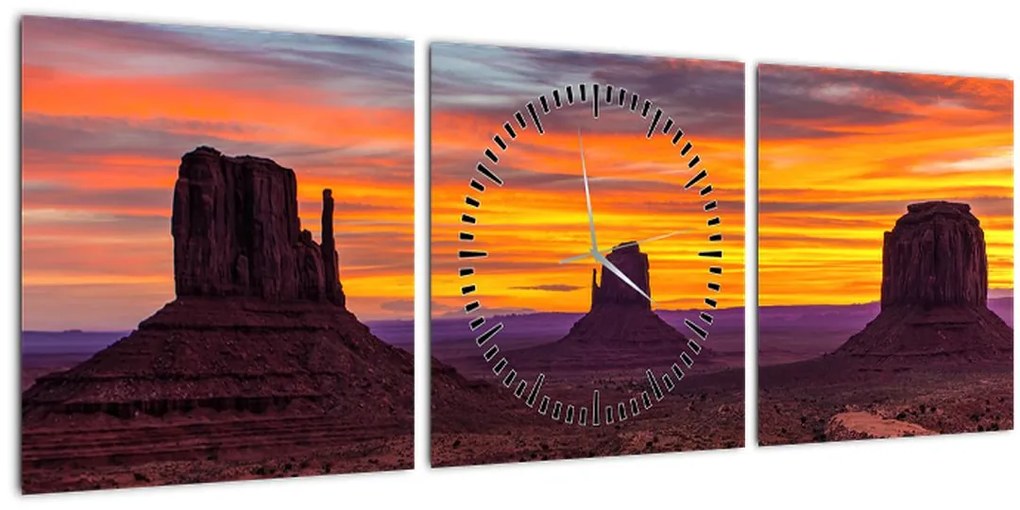 Obraz - Monument Valley v Arizoně (s hodinami) (90x30 cm)