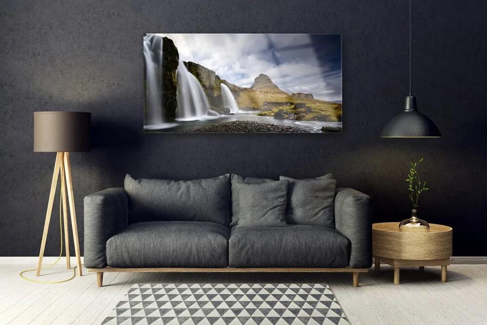 akrylový obraz Vodopád Hory Krajina 120x60 cm