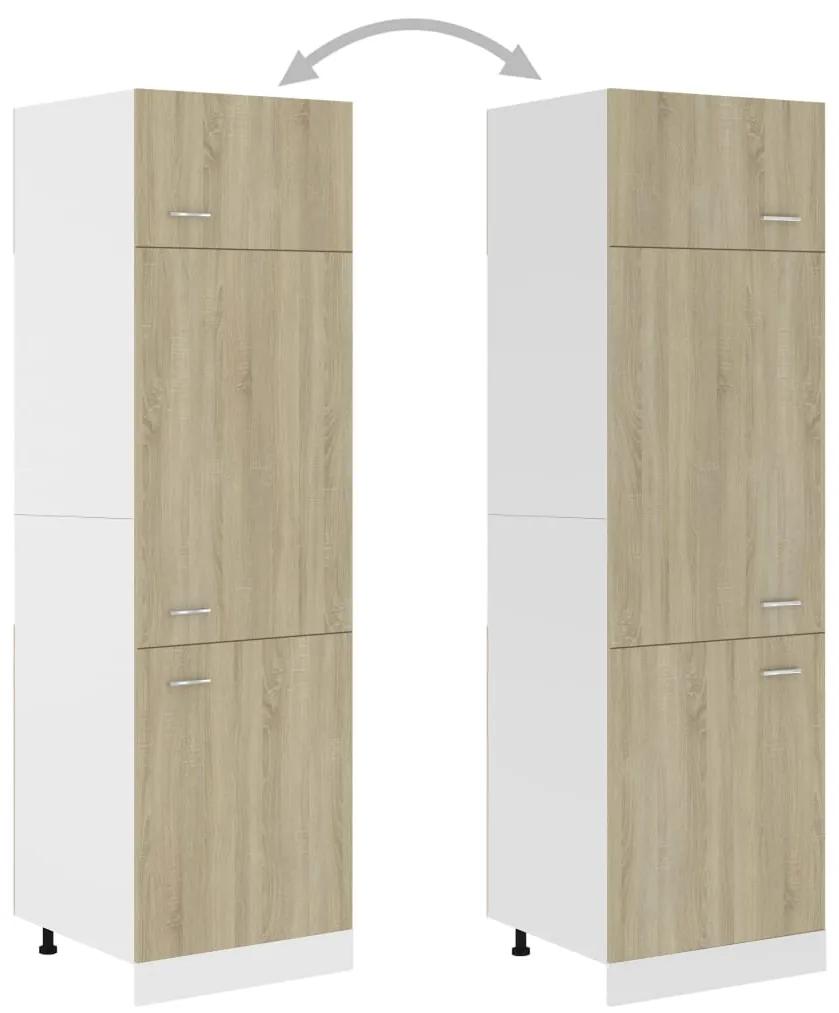 Skříň pro vestavnou lednici dub sonoma 60x57x207 cm dřevotříska - Default Title