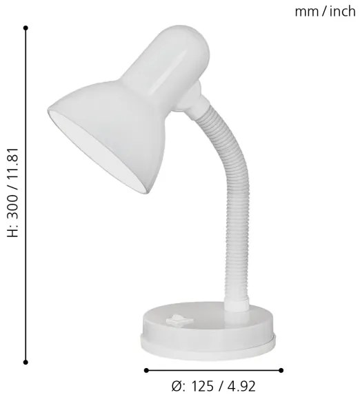 EGLO 9229 - Stolní lampa BASIC 1xE27/40W bílá