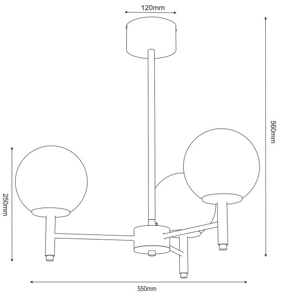 Lustr na tyči AWINION 3xE27/15W/230V bílá/zlatá/černá