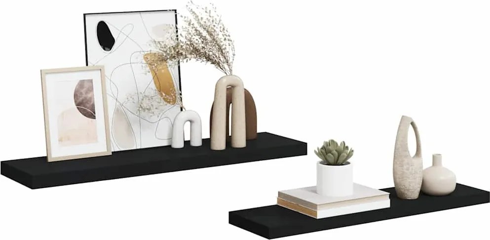 Plovoucí nástěnné police 2 ks černé 90 x 23,5 x 3,8 cm MDF 323839