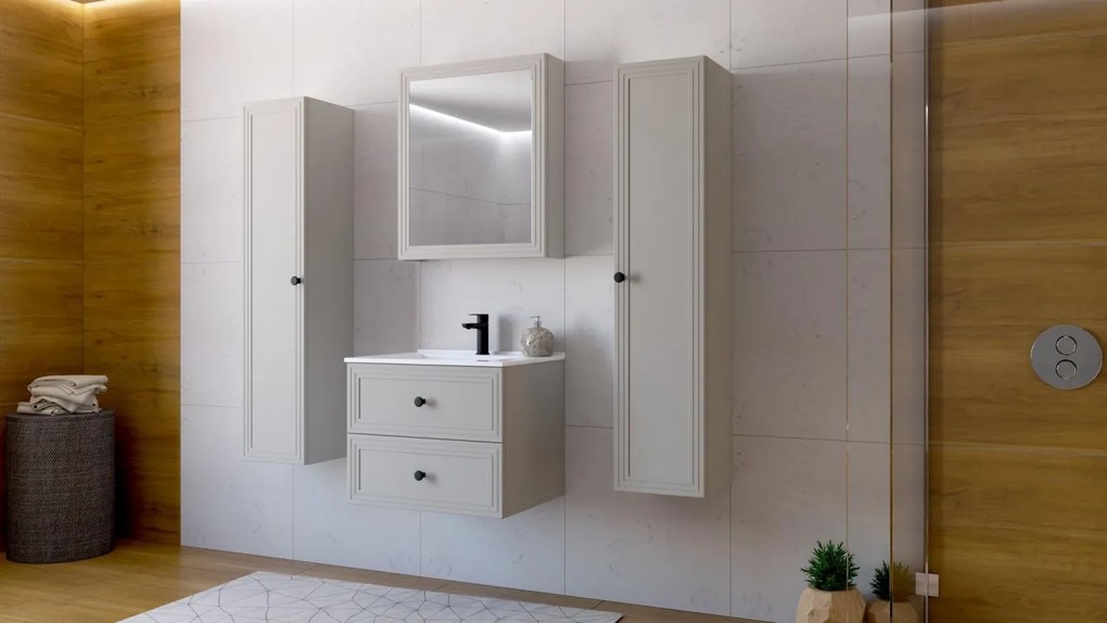 Koupelnová skříňka TORETO SLU-60 kašmír, zrcadlo 60