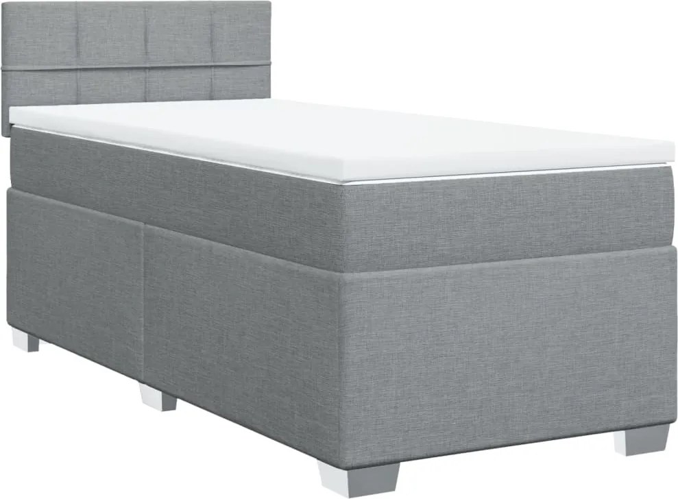 Box spring postel s matrací světle šedá 90x190 cm textil 3285743