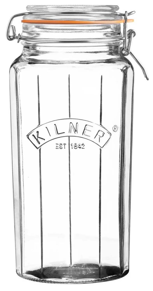 Kilner Clip Top zavařovací sklenice s klipem, fasetový design, 1,8 l, 0025.735