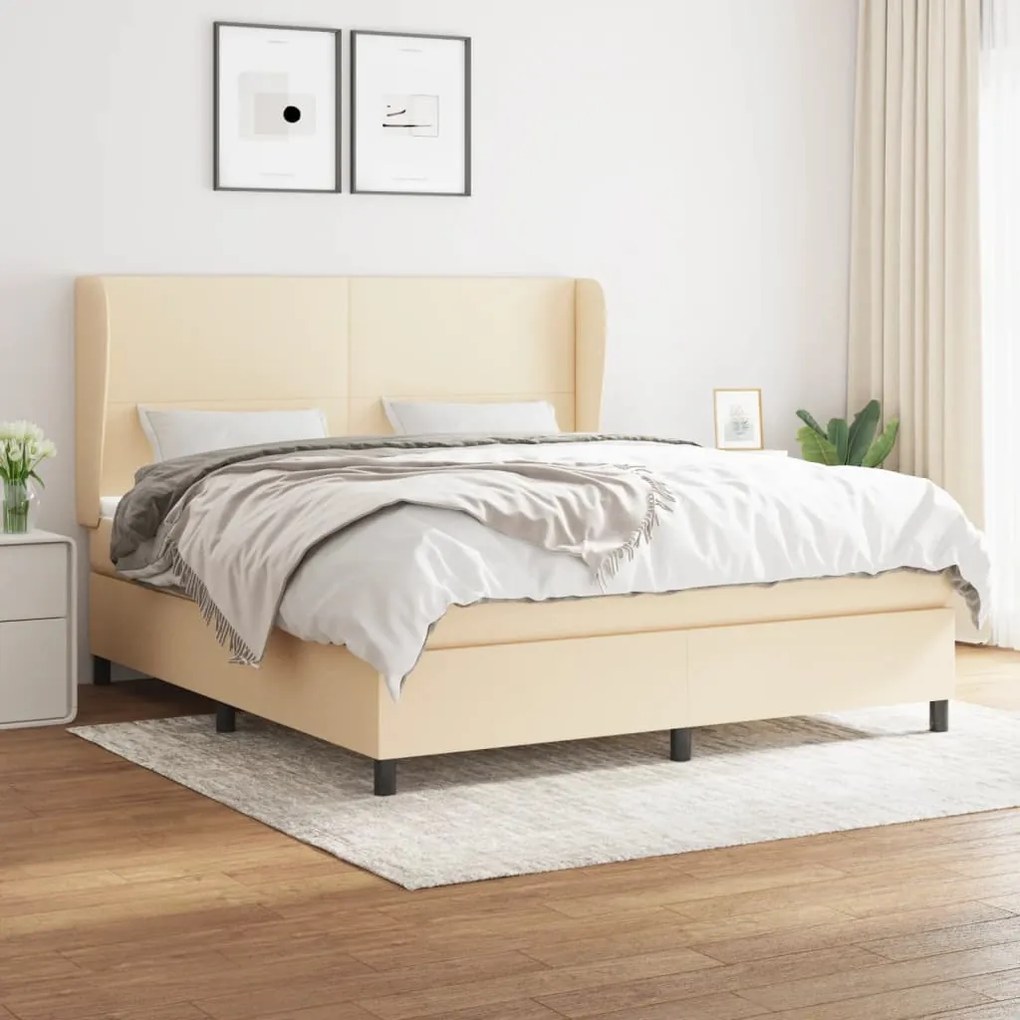 Box spring postel s matrací krémová 180x200 cm textil 3127826