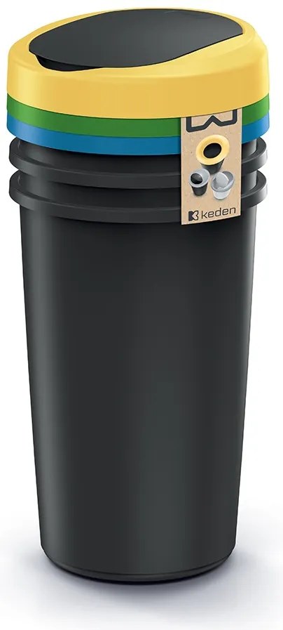 Sada kulatých odpadkových košů COMPACTO FLAS 3x 25 L černá