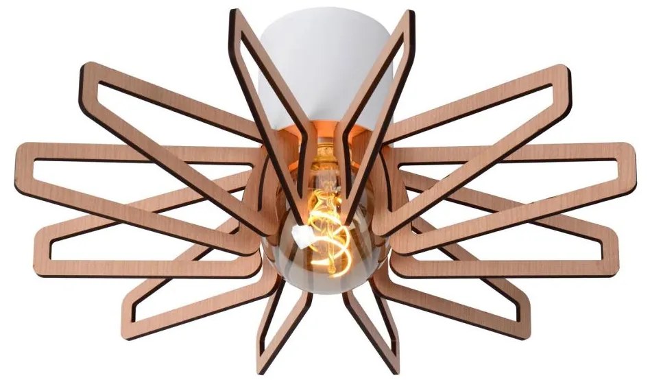 Lucide 77184/45/31 - Stropní svítidlo ZIDANE 1xE27/15W/230V bílá/hnědá