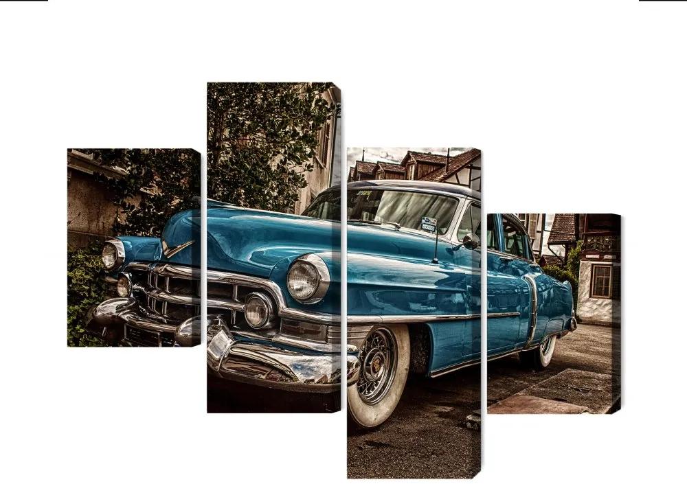 Vícedílný obraz Modrý Cadillac Eldorado Z Roku 1953 Nedostatek Nedostatek Přírodní plátno 240x150