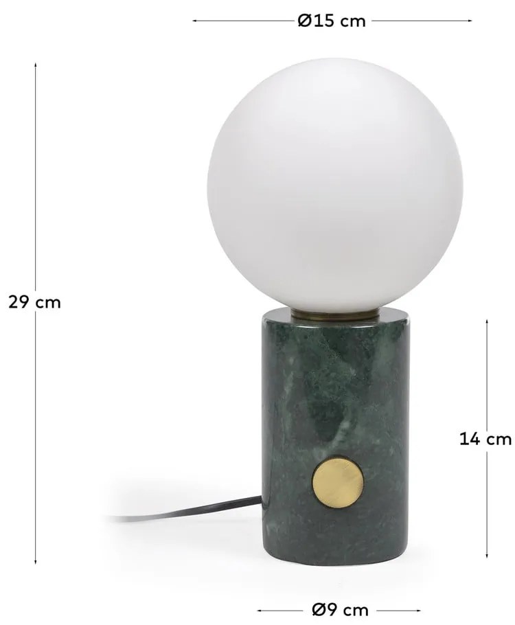 Zelená stolní lampa se skleněným stínidlem (výška 29 cm) Lonela – Kave Home