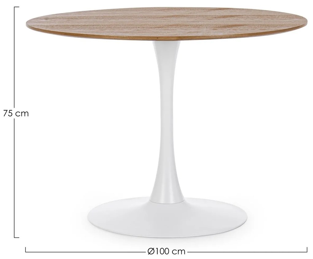 BIZZOTTO Hnědo-bílý kulatý stůl BLOOM 100 cm 0732978