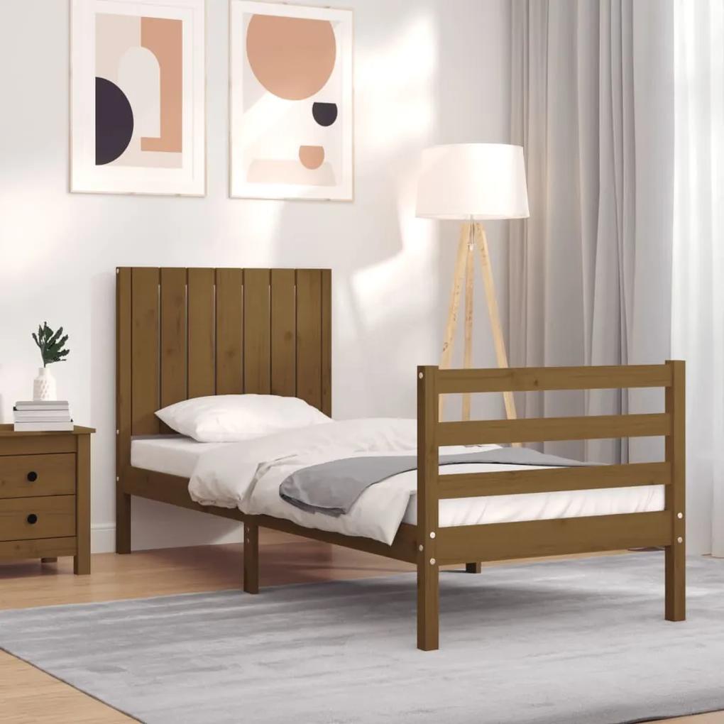 vidaXL Rám postele s čelem Small Single masivní dřevo [3194727] Barva: Bílá