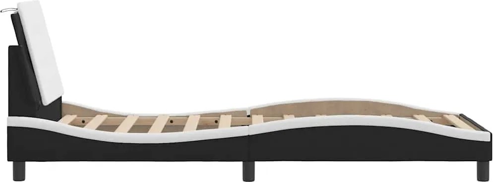 Rám postele bez matrace Zadar černý a bílý 90 x 190 cm umělá kůže 3208154