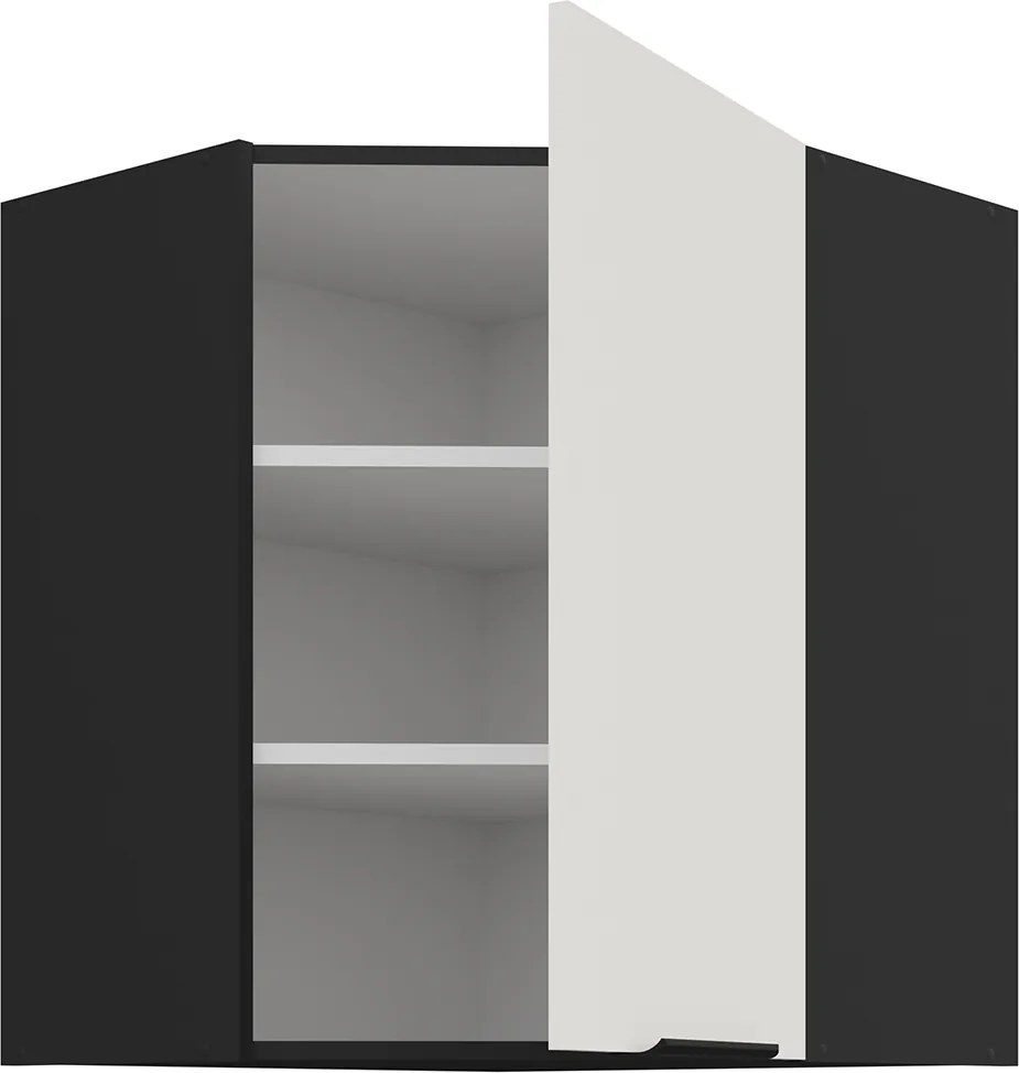 ARIA wb | horní kuchyňská skříňka 60x60 GN-72 1F (45°) rohová s policemi | 60x60 cm | černá/bílá