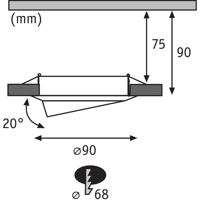 Paulmann 93412 LED base, kulatá bodovka z kartáčovaného hliníku, 1x6,5W LED 3000K GU10, prům. 9cm