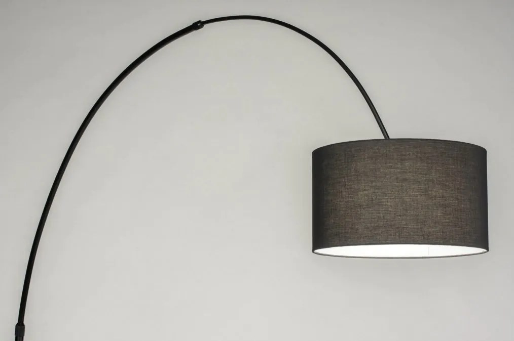 Stojací designová oblouková lampa Dallas Black and Black