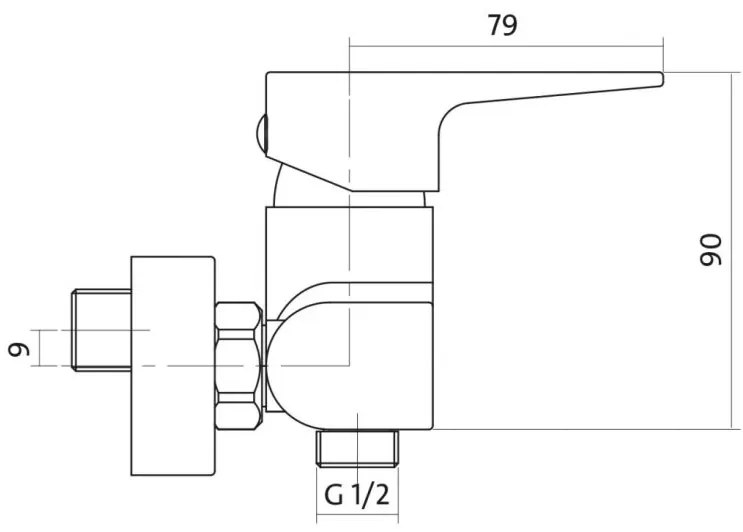 CERSANIT - Sprchová baterie VIGO jednopáková, nástěnná, bez přepínače, CHROM S951-035