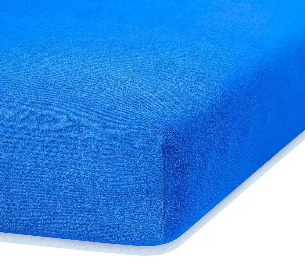 Modré elastické prostěradlo s vysokým podílem bavlny AmeliaHome Ruby, 200 x 120-140 cm