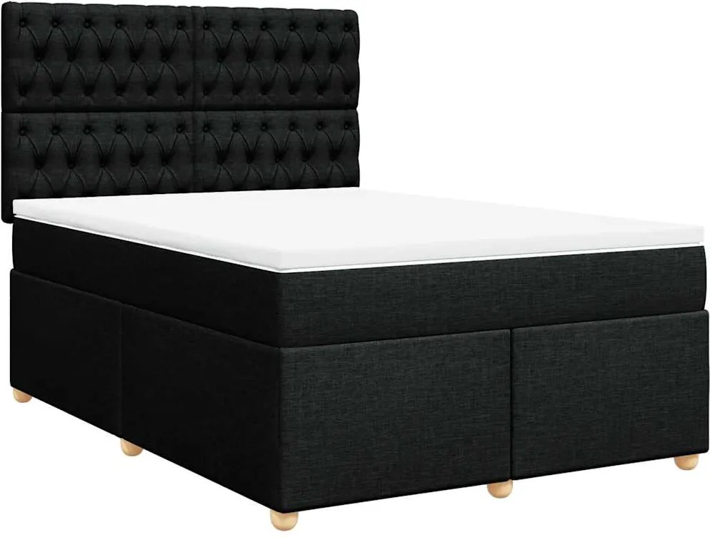 Box spring postel s matrací černá 160x200 cm textil 3293640