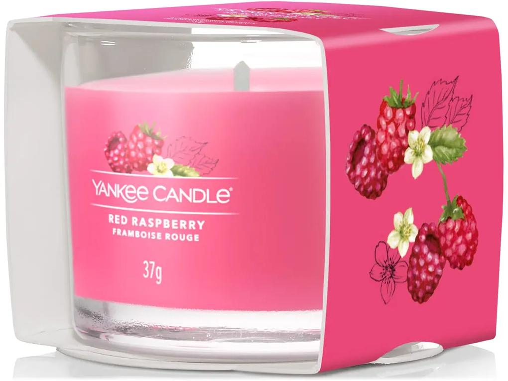 Yankee Candle –  votivní svíčka ve skle Red Raspberry (Červená malina), 37 g