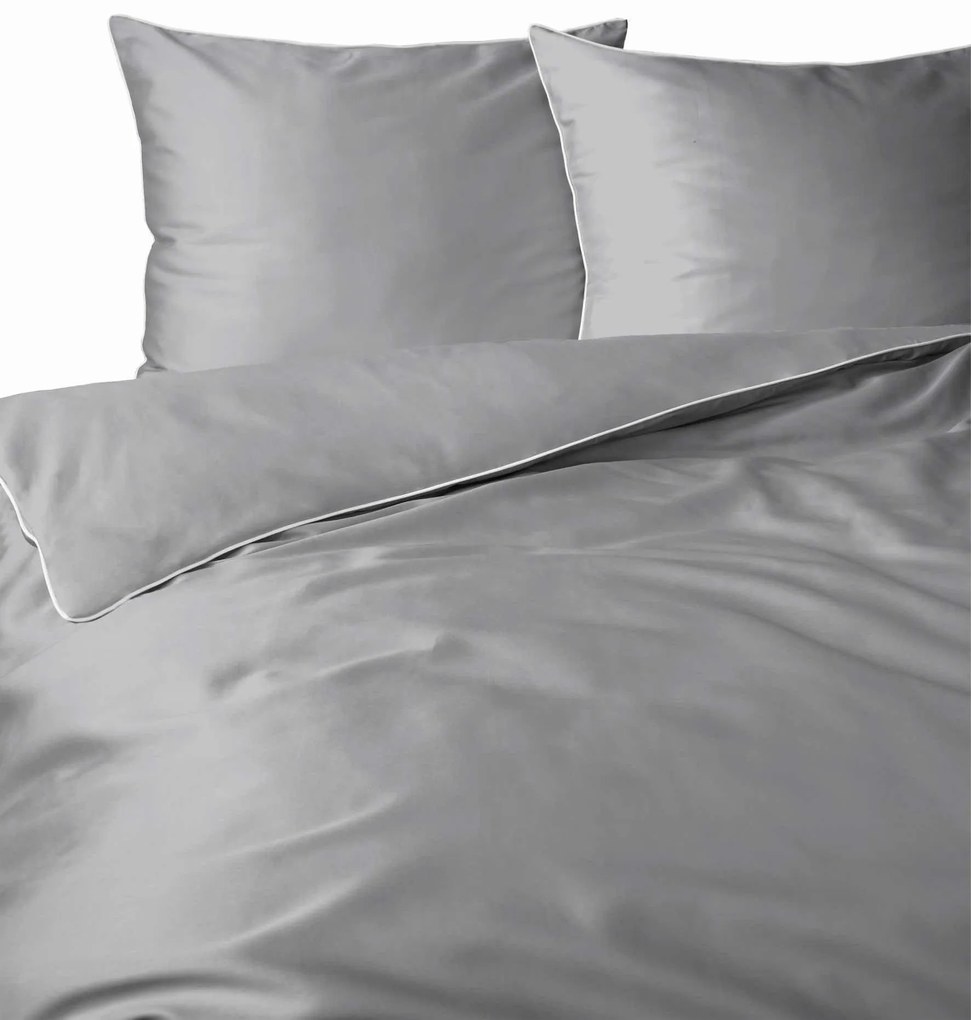 Detexpol Saténové povlečení 160x200 světle šedé s lemováním Mako Satin 62
