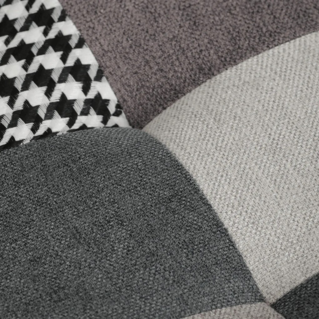 Relaxační křeslo ušák s podnožkou LYRO - šedá patchwork látka