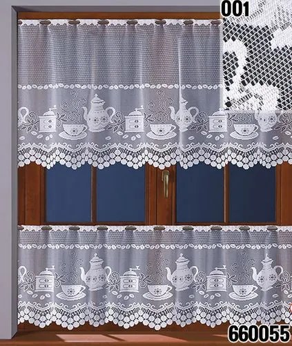 Metrážové vitrážkové záclony bílé žakárové Gabri-660055-2017, Rozměr metráže výška záclony 50cm, Šití metráže bez šití