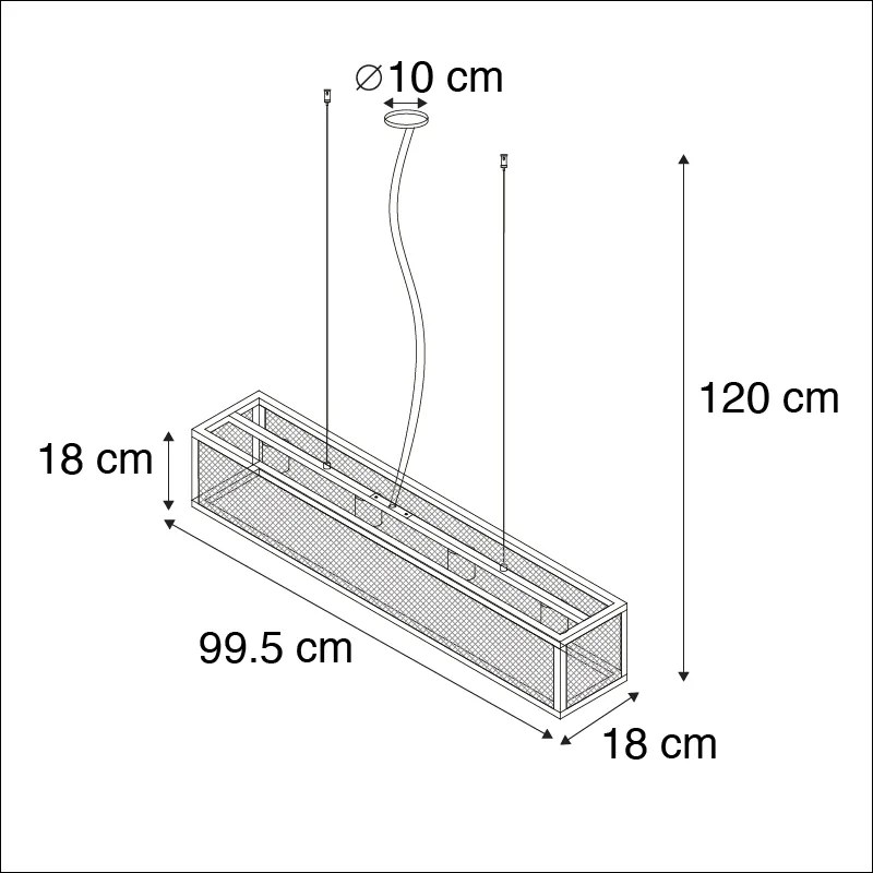 Chytrá průmyslová závěsná lampa černá vč. 4 WiFi A60 - Cage Wire